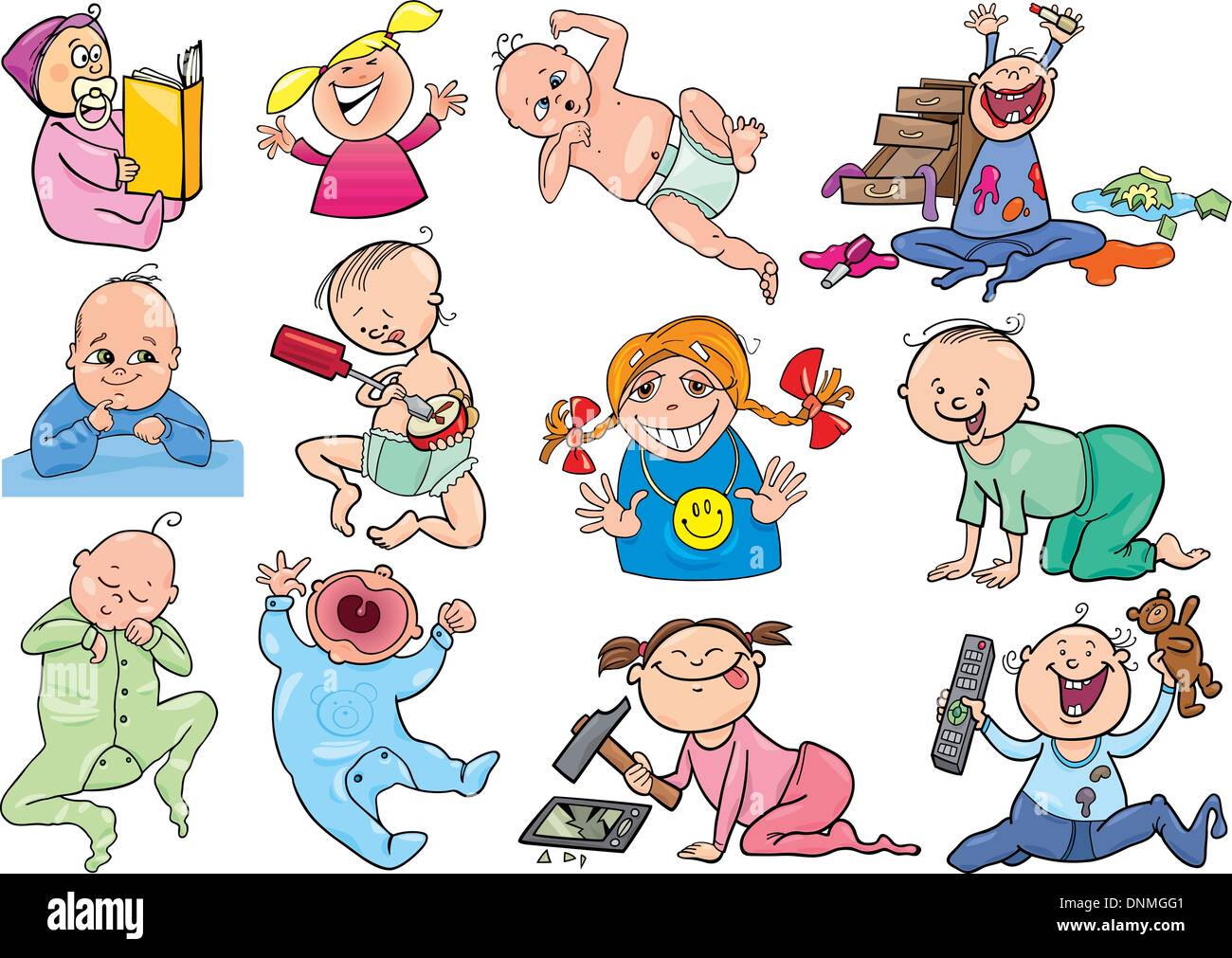 cartoon illustration of babies and children set Stock Vector Image ...