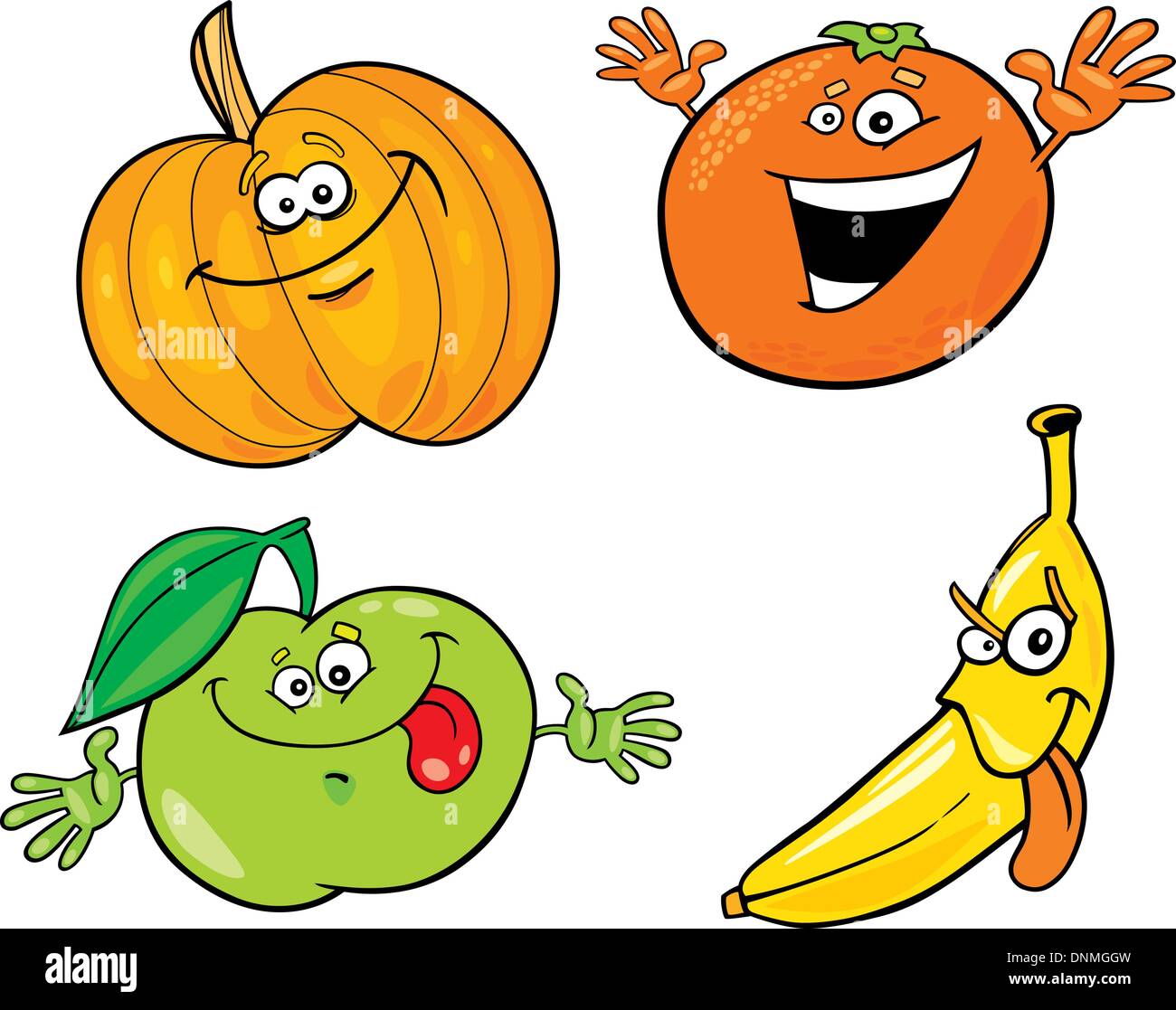 cartoon illustration of funny fruits collection Stock Vector Image ...
