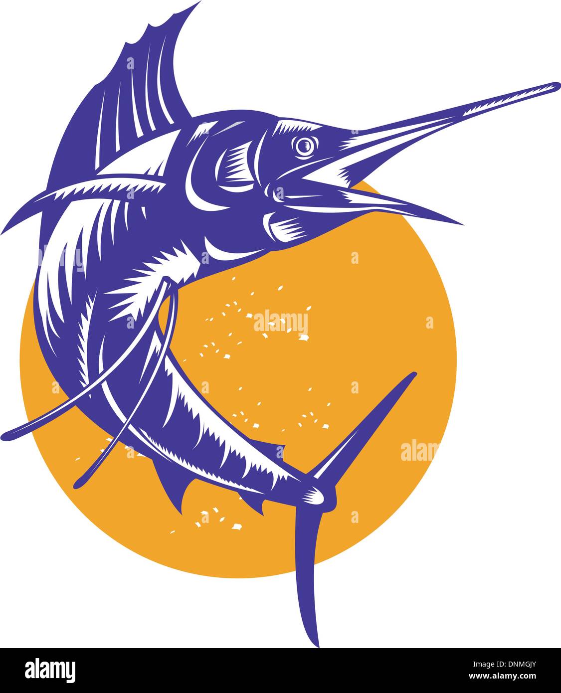 Illustration of a sailfish fish jumping done in retro style Stock ...