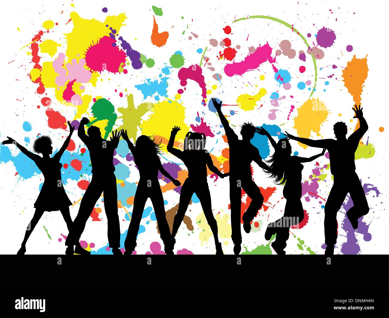 Silhouettes of people dancing on a grunge background Stock Vector Image ...