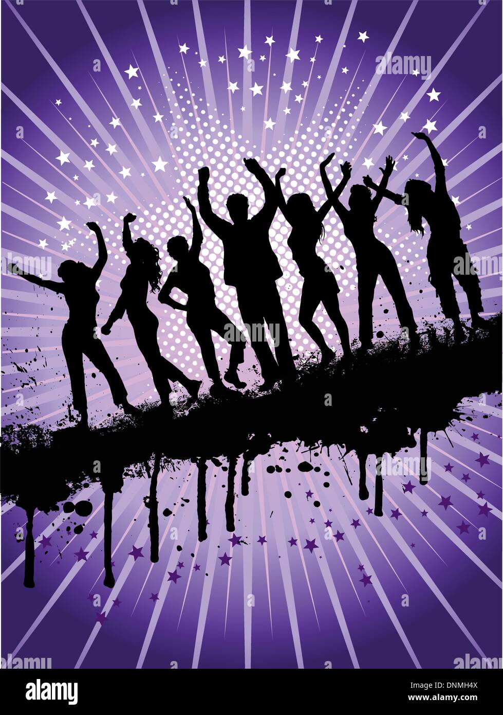 Silhouettes of people dancing on grunge background Stock Vector Image ...