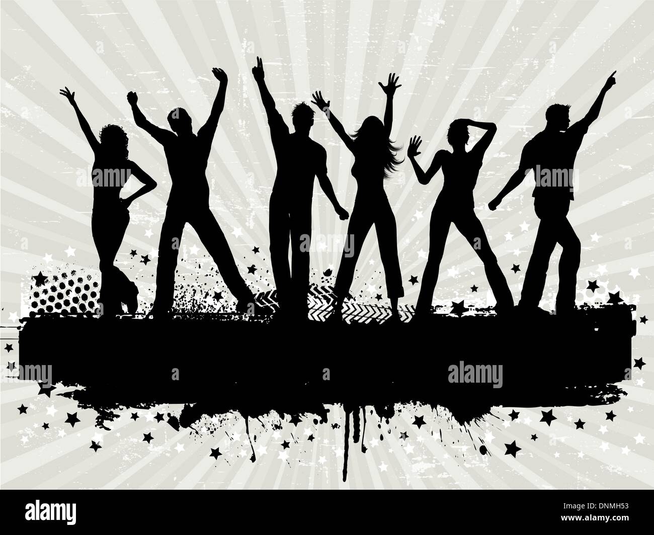 Silhouettes of people dancing on a grunge background Stock Vector Image ...