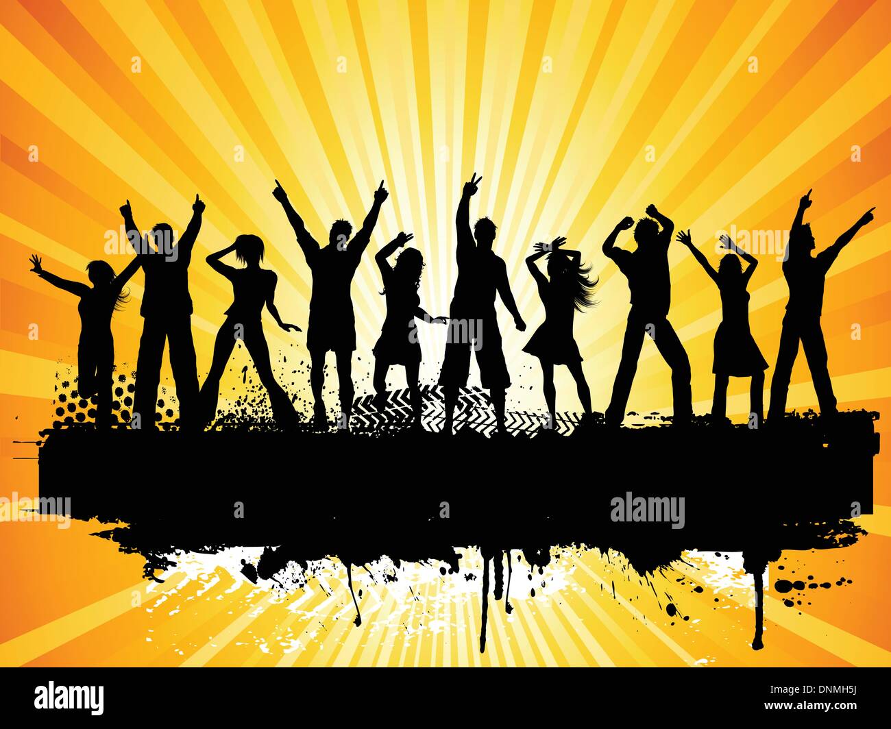 Silhouettes of people dancing on grunge background Stock Vector Image ...