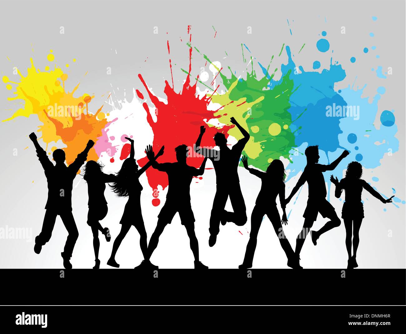 Silhouettes of people dancing on a grunge background Stock Vector Image ...