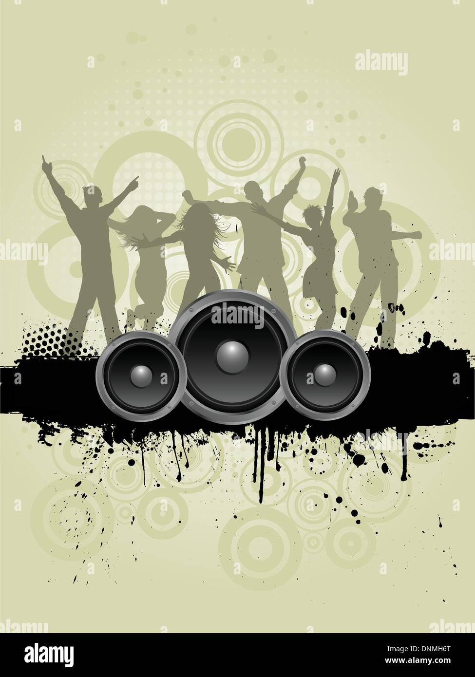 Silhouettes of people dancing on grunge background Stock Vector Image ...