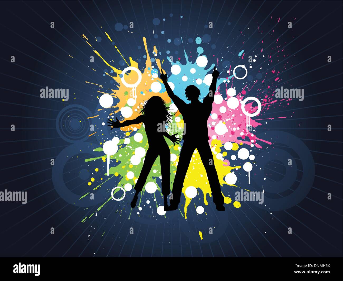 Silhouettes of people dancing on grunge background Stock Vector Image ...
