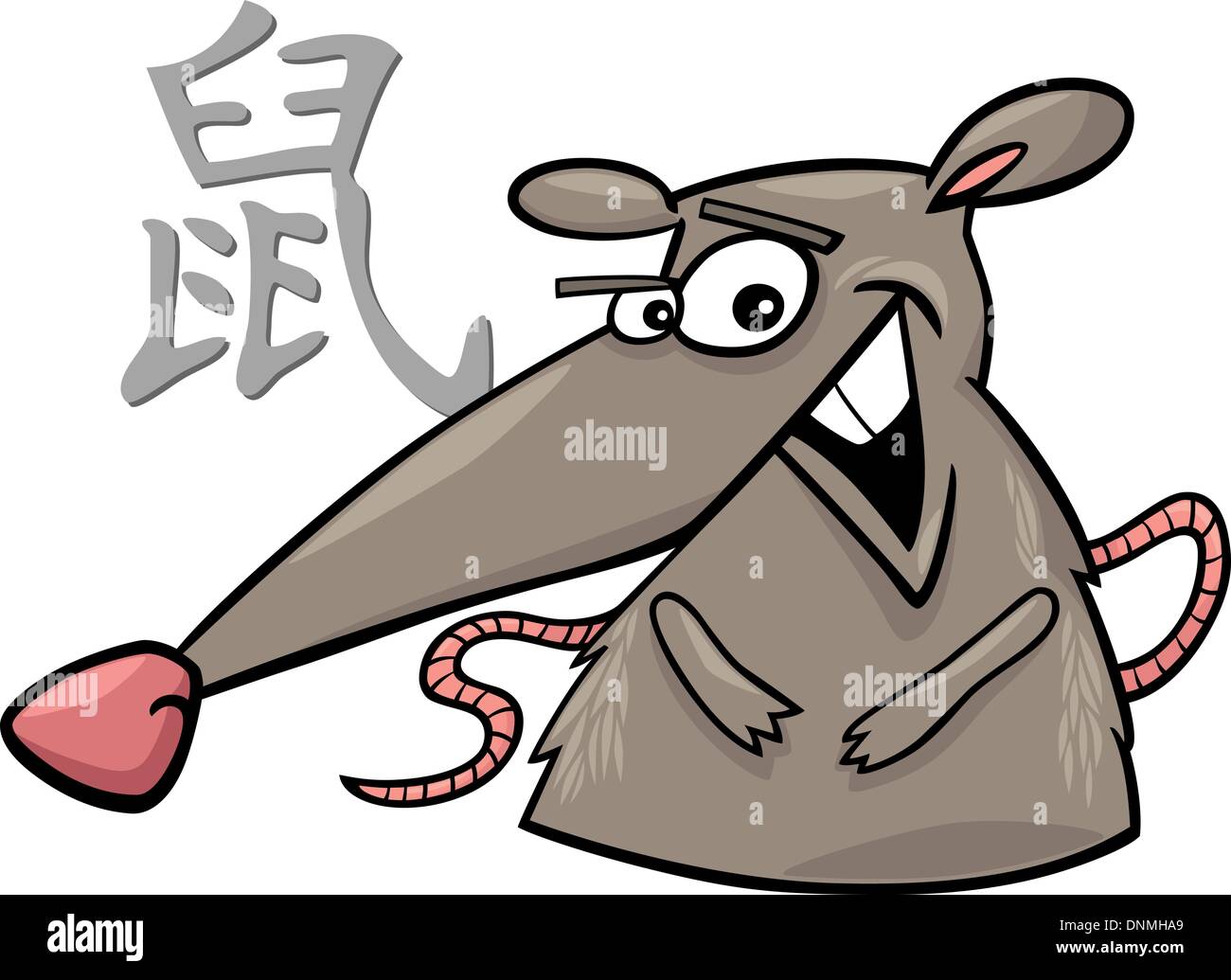 cartoon illustration of Rat Chinese horoscope sign Stock Vector Image ...