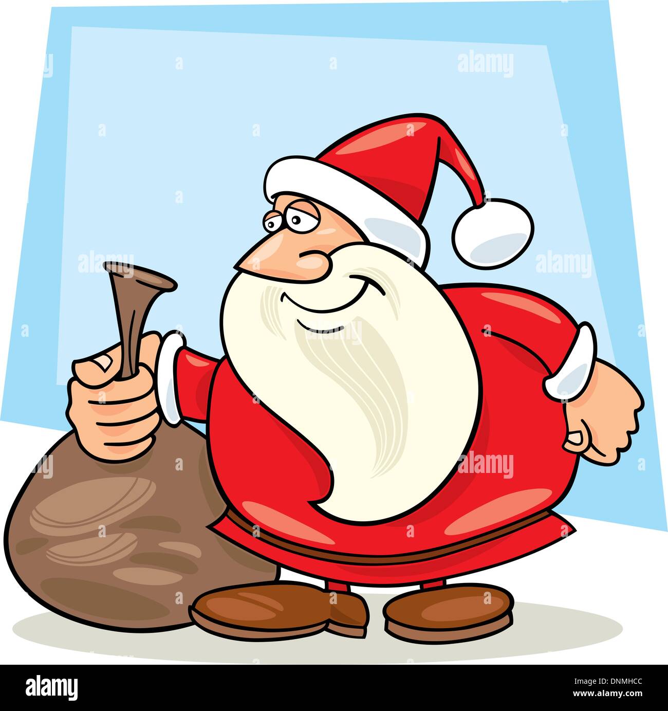 cartoon Illustration of funny santa claus with sack of gifts Stock ...