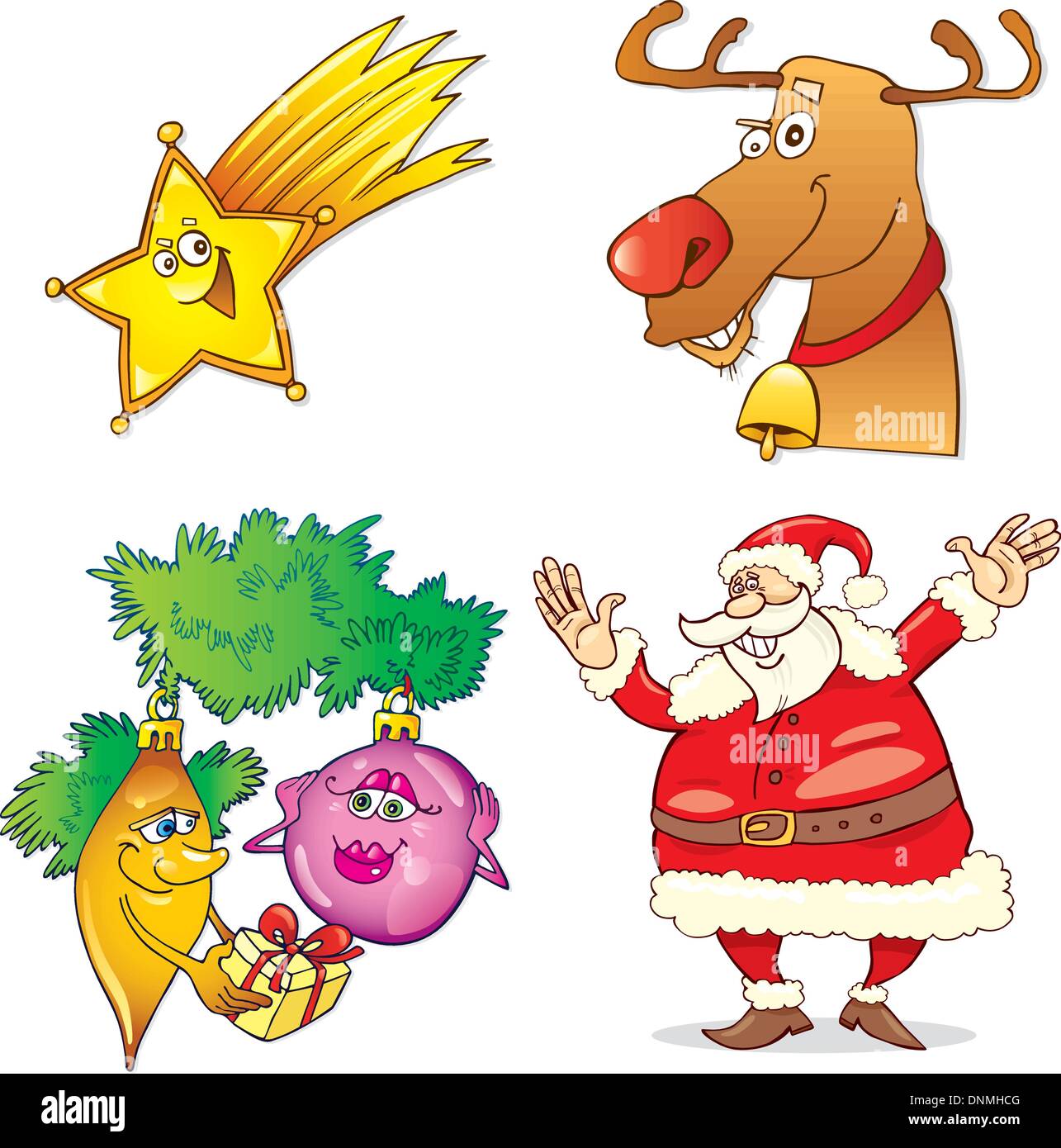 cartoon illustration of funny christmas elements Stock Vector Image ...