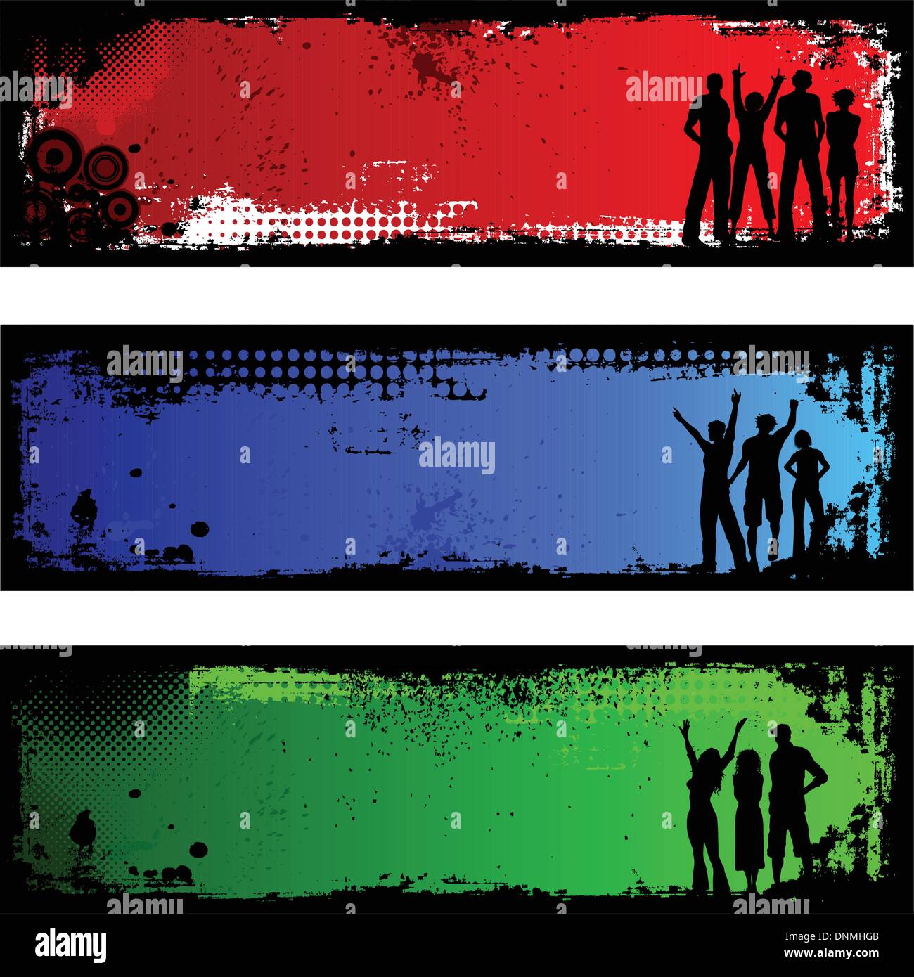 Silhouettes of people on grunge backgrounds Stock Vector Image & Art ...