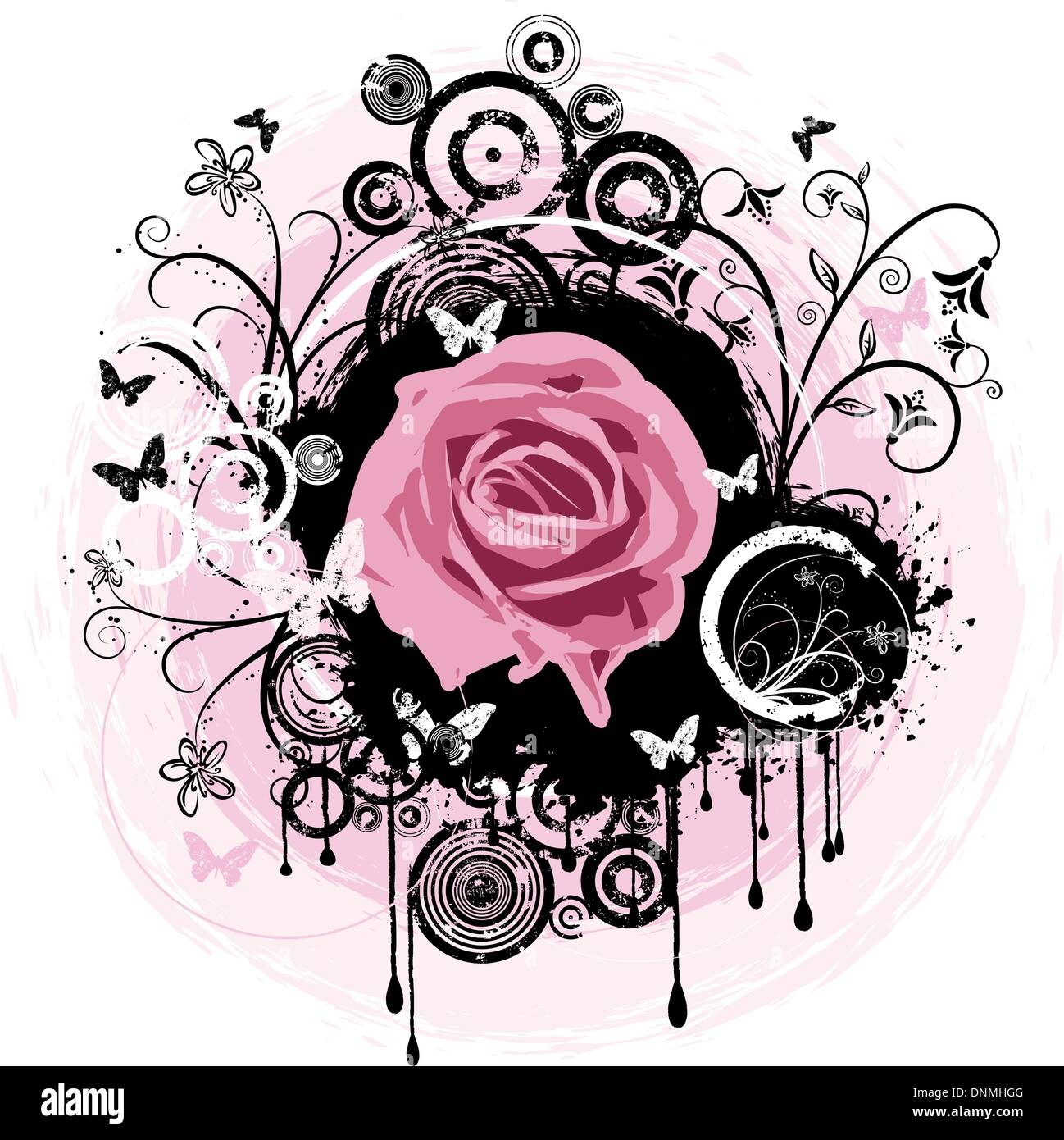 Rose on decorative grunge background Stock Vector Image & Art - Alamy
