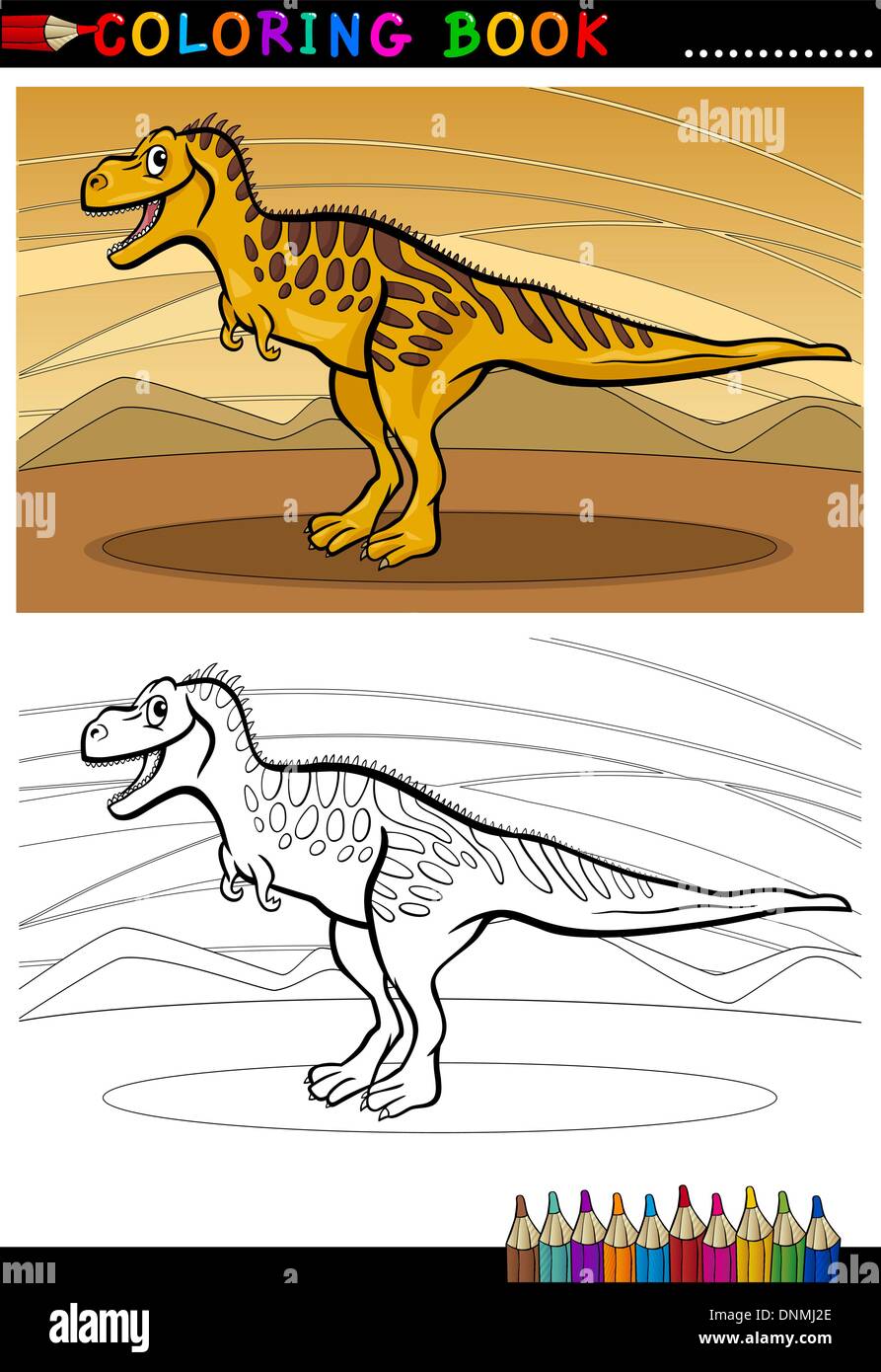 Cartoon Illustration of Tarbosaurus Dinosaur Reptile Species in ...