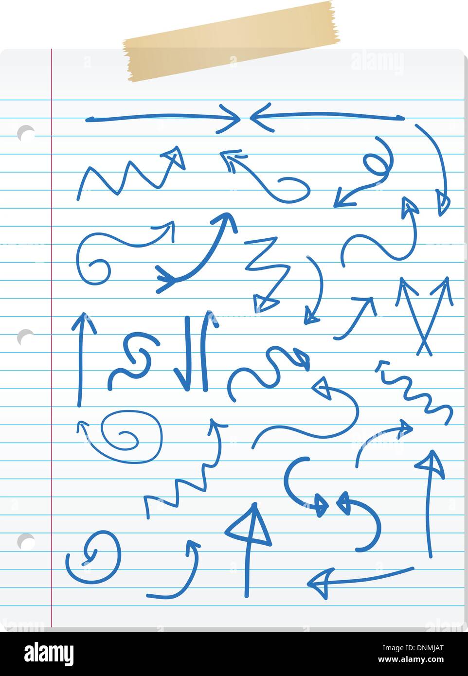 Collection of hand drawn doodled arrows on lined paper Stock Vector ...
