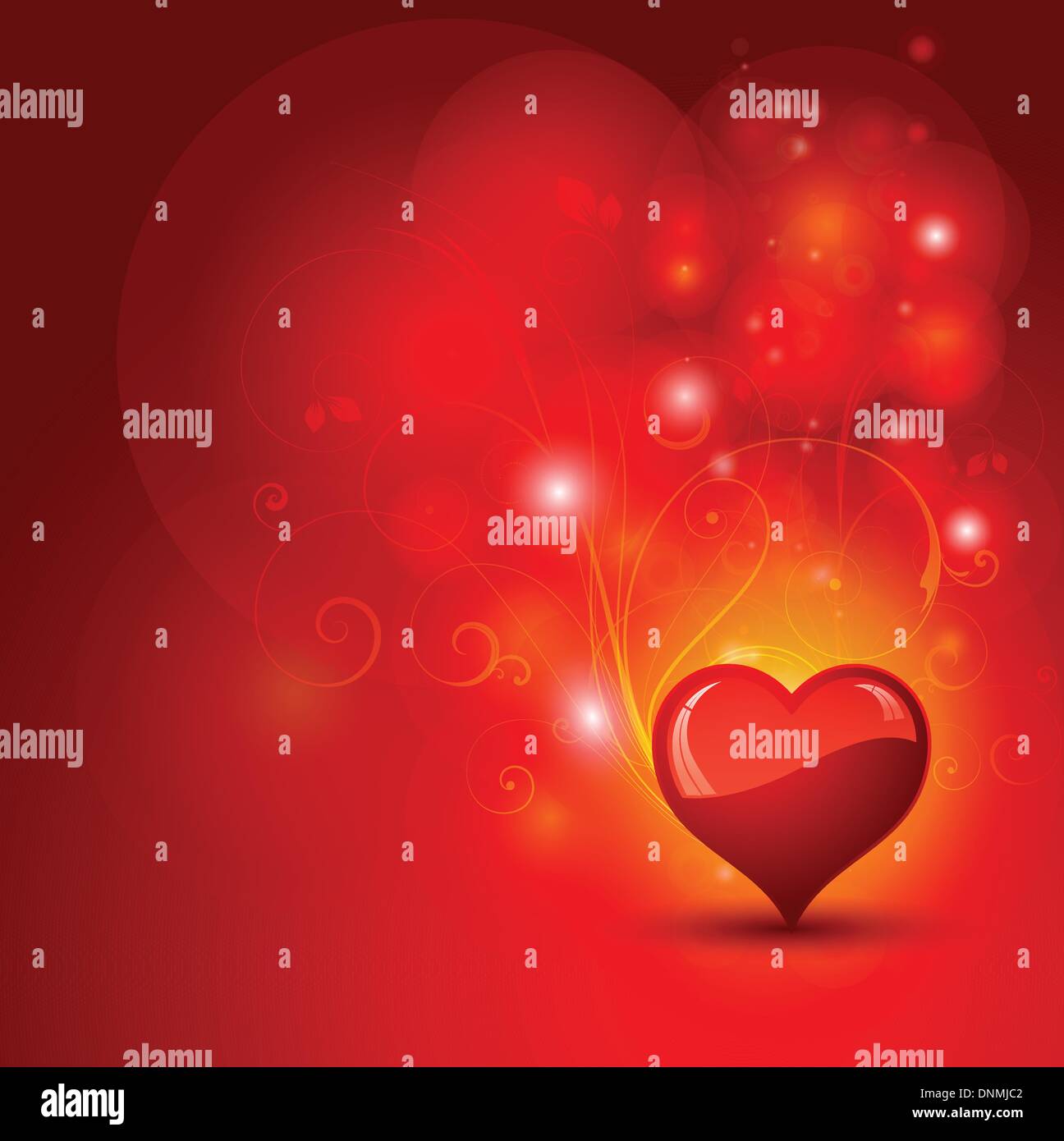 Decorative heart background with abstract floral design background ...