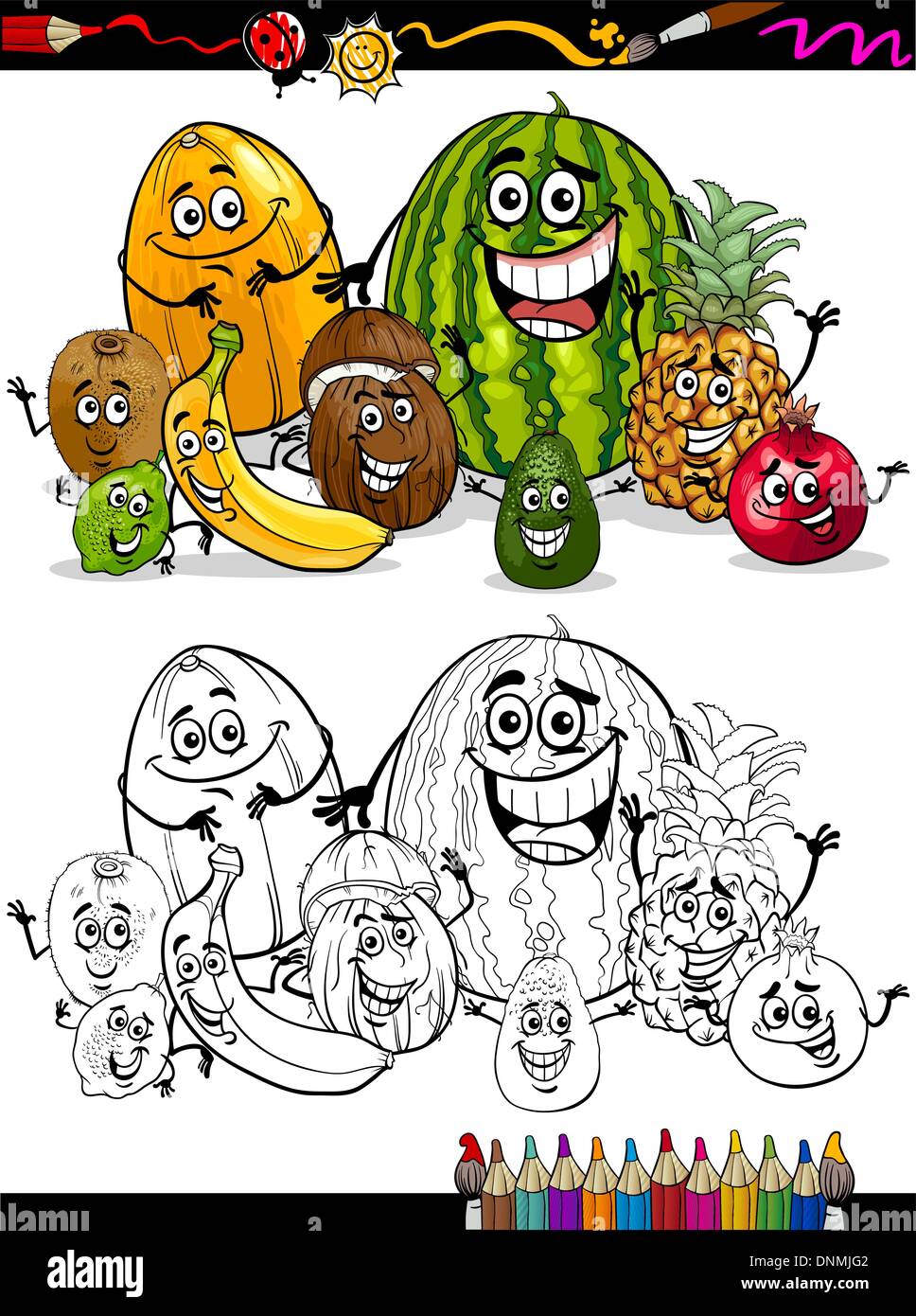 Tropical Fruit Coloring Page