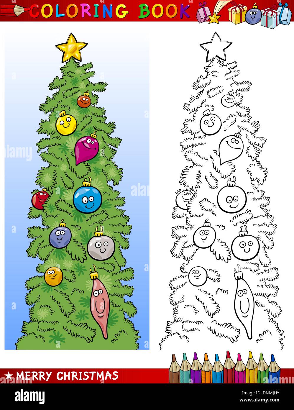 Christmas tree coloring page preschool hi-res stock photography and ...