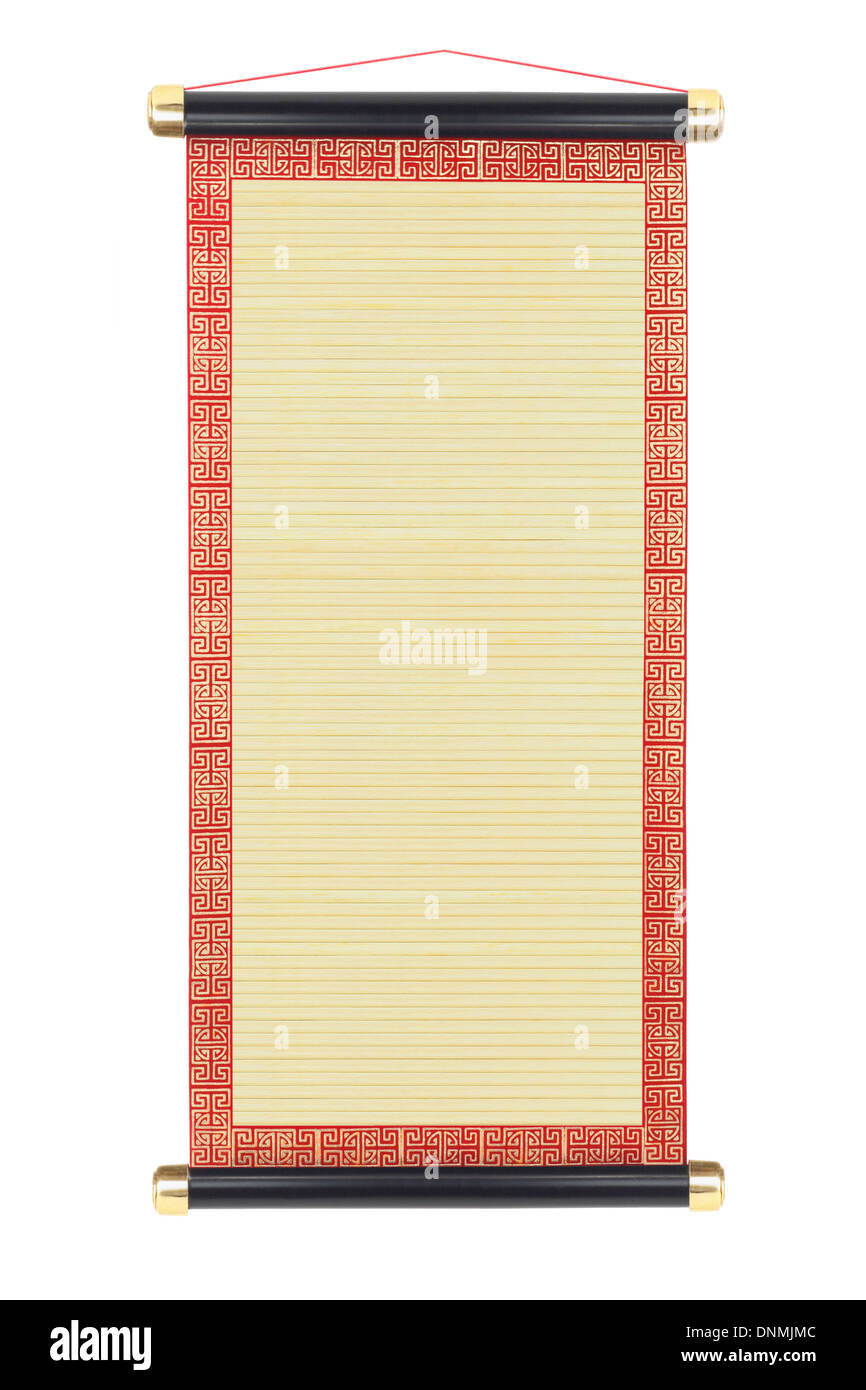 Chinese Bamboo Scroll With Decorative Border On White Background Stock ...