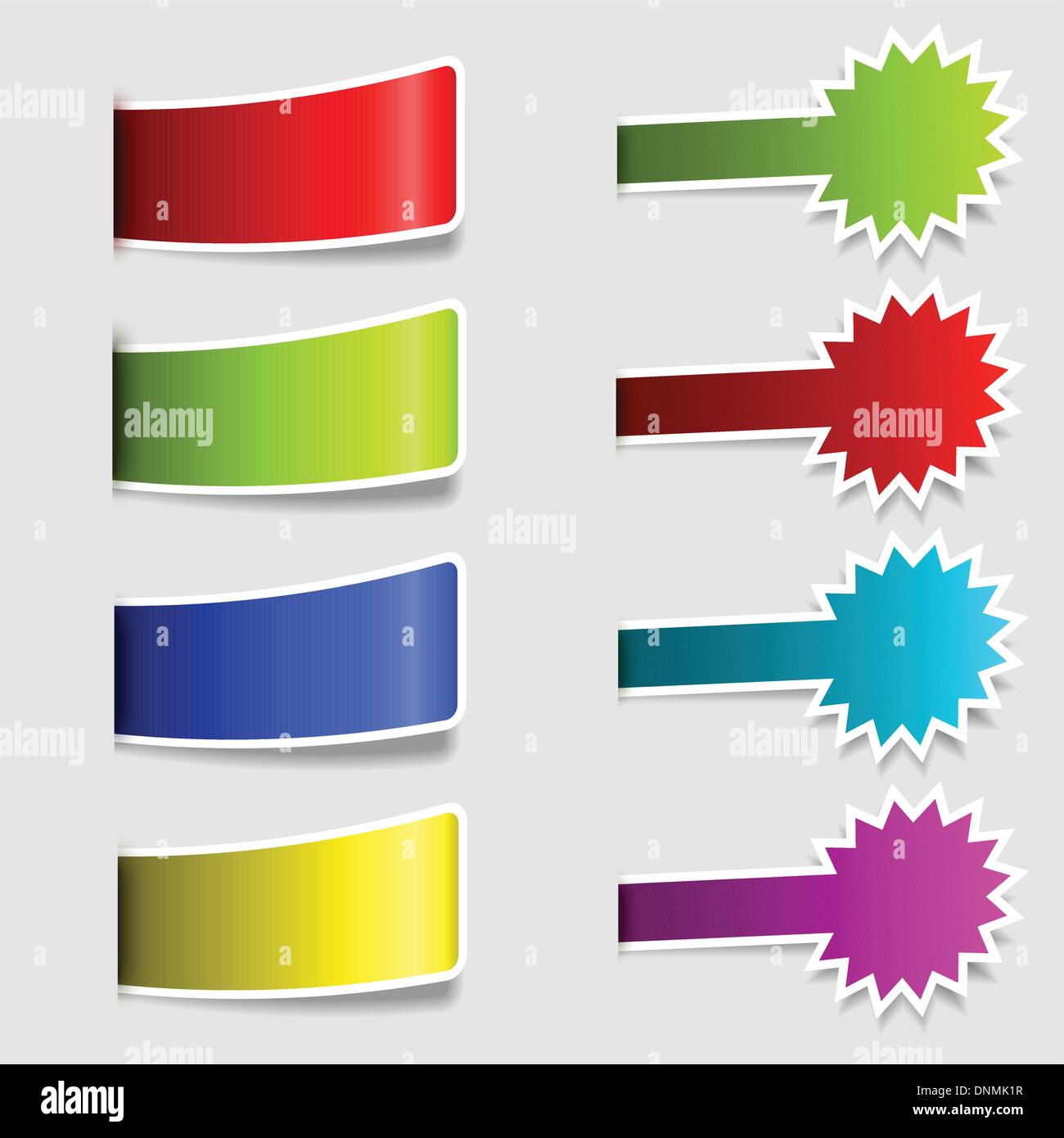 Collection of various colorful labels with drop shadows Stock Vector ...