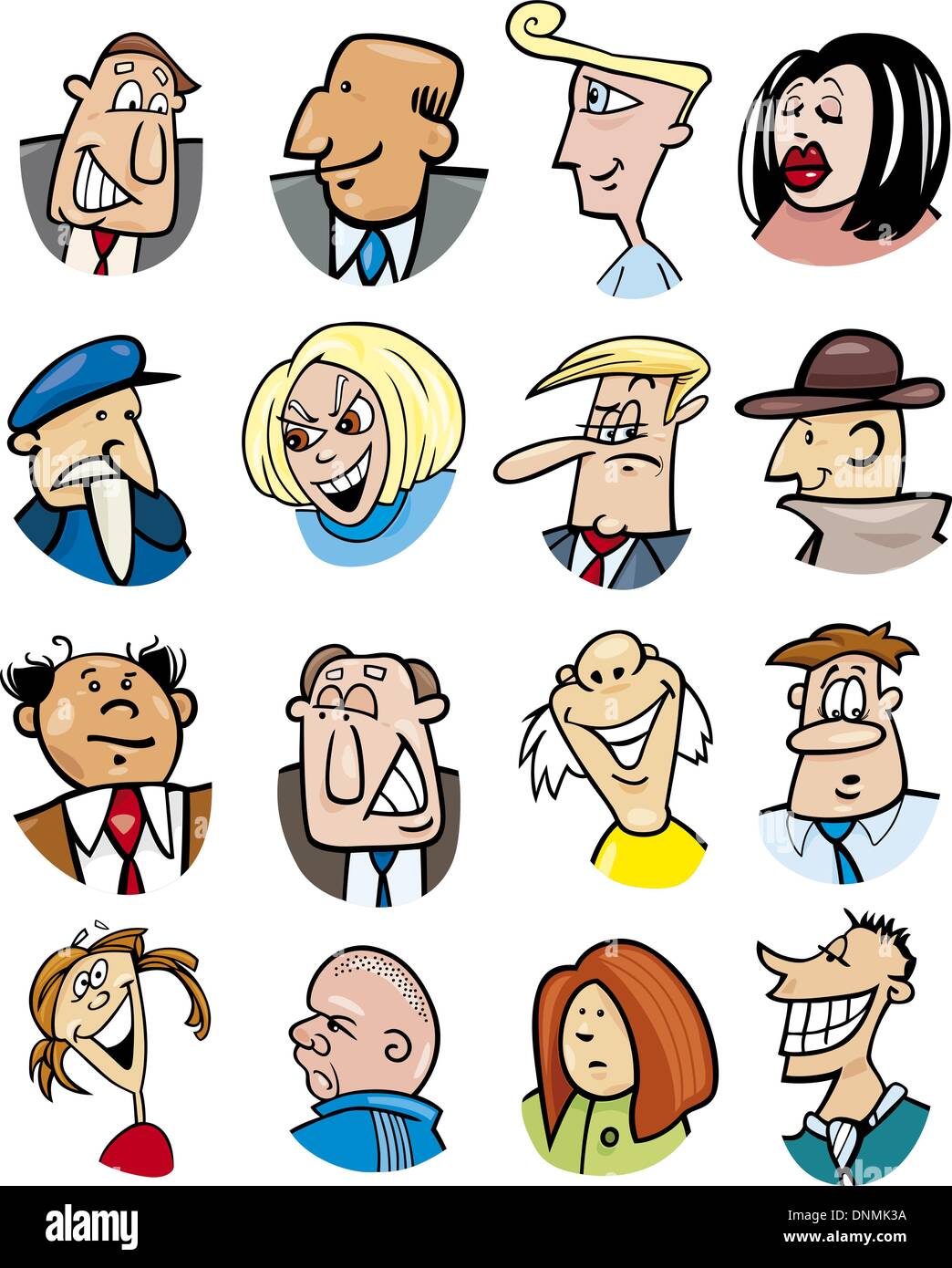 cartoon illustration of different people characters and emotions Stock ...
