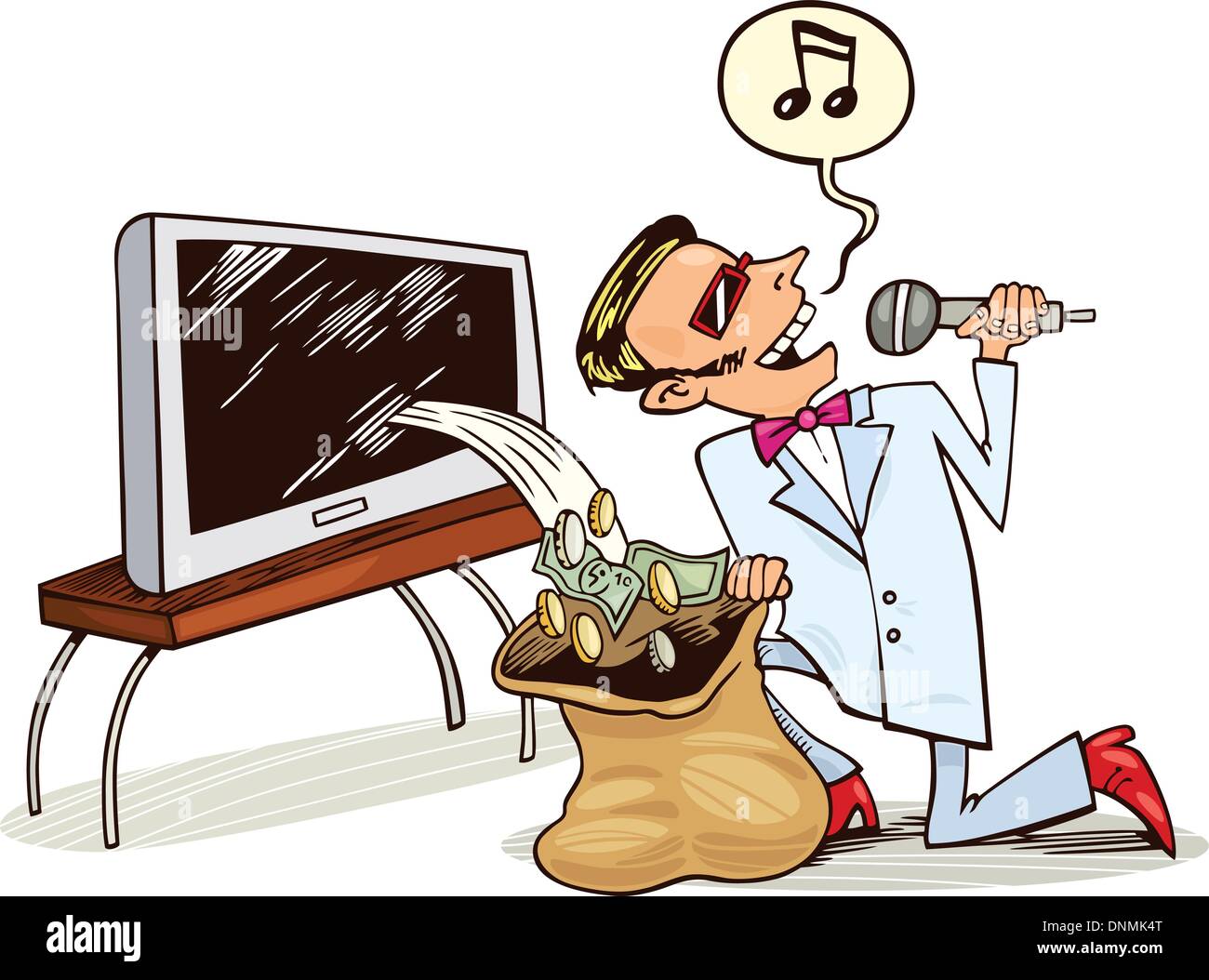 cartoon Illustration of singing pop star who receive profit from ...