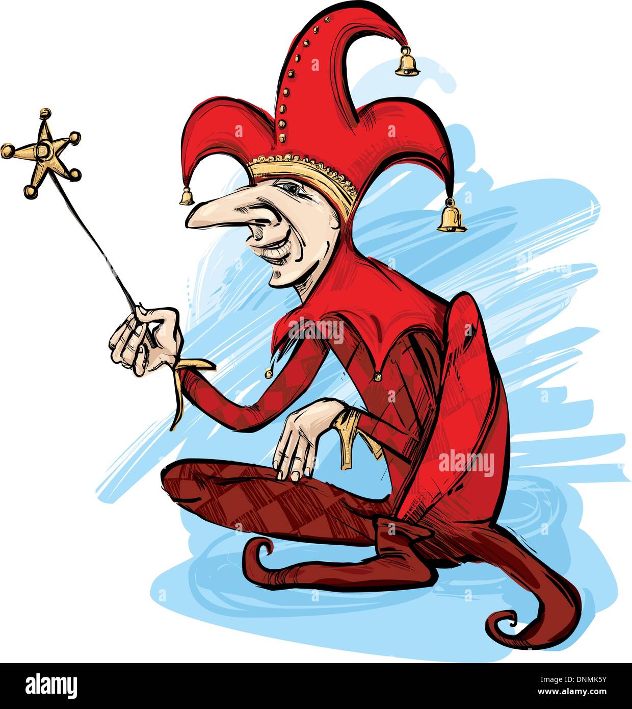 illustration of court jester in red costume Stock Vector Image & Art ...
