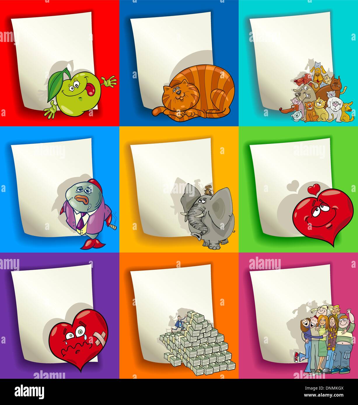 Cartoon Illustration Set of Colorful Blank Designs for Decoration or ...