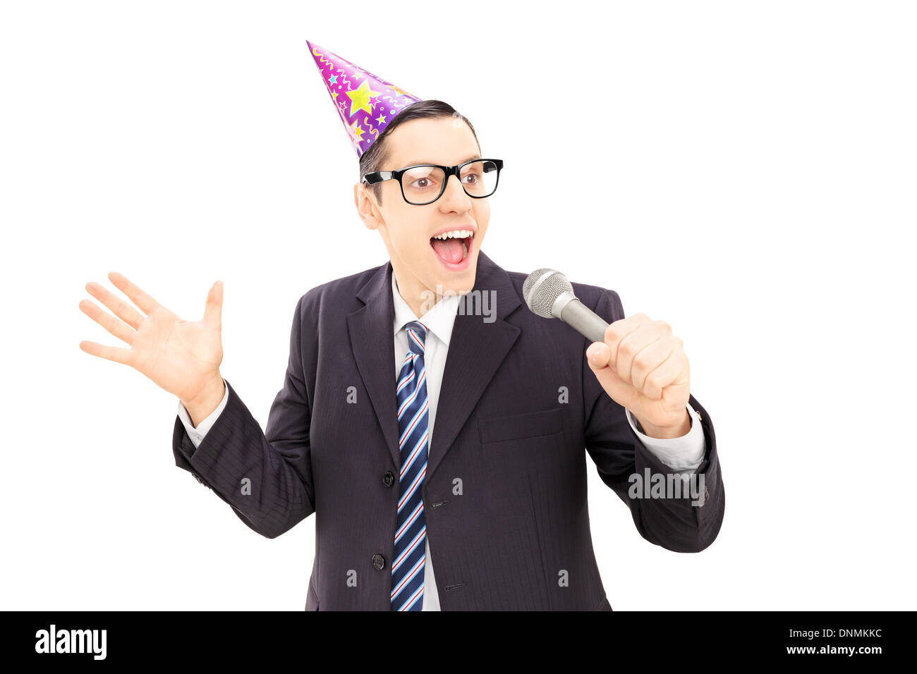 Young black man singing microphone hi-res stock photography and images ...