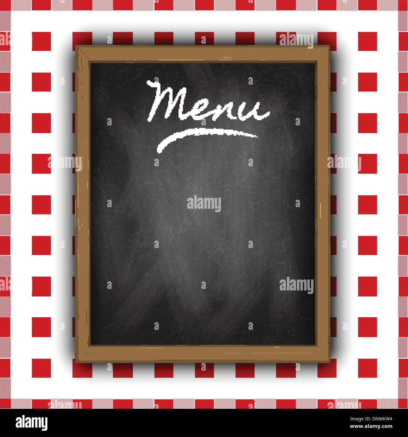 Chalkboard menu design on a gingham patterned background Stock Vector ...