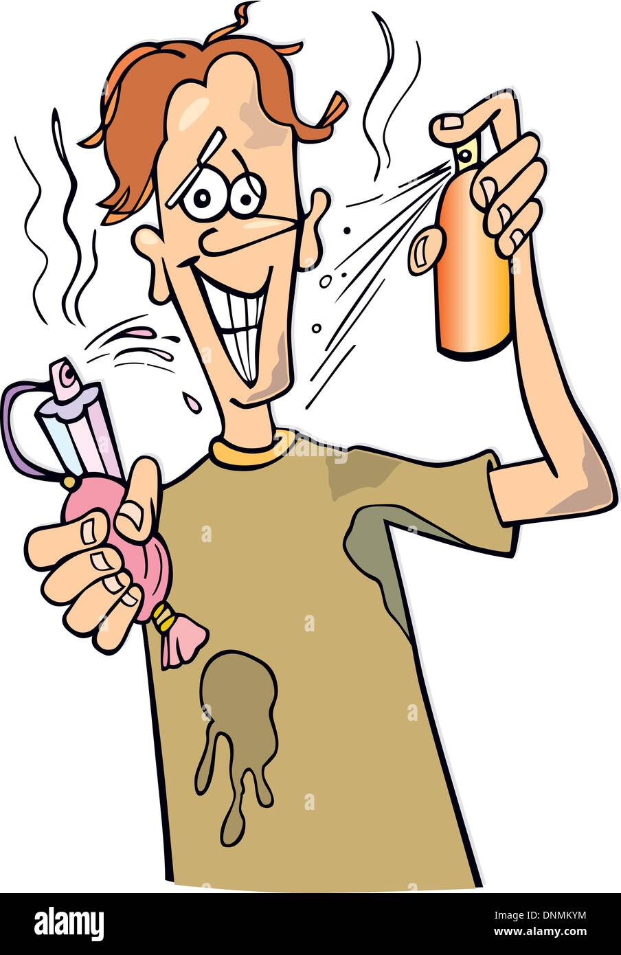 Illustration of grimy boy using perfume Stock Vector Image & Art - Alamy