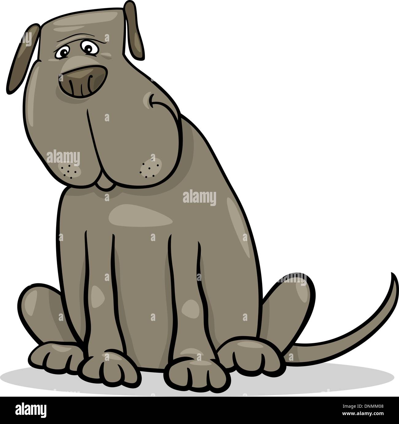 Cartoon Illustration of Funny Big Gray Sitting Dog Stock Vector Image ...