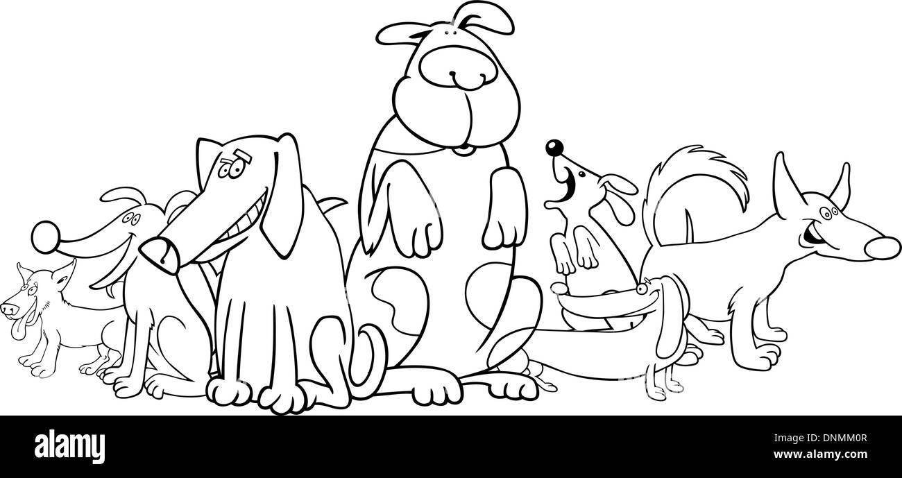 group of funny dogs illustration for coloring book Stock Vector Image ...