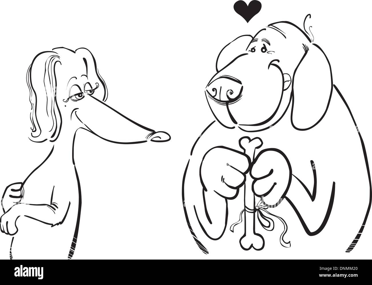 illustration of Dog in love for coloring book Stock Vector Image & Art ...