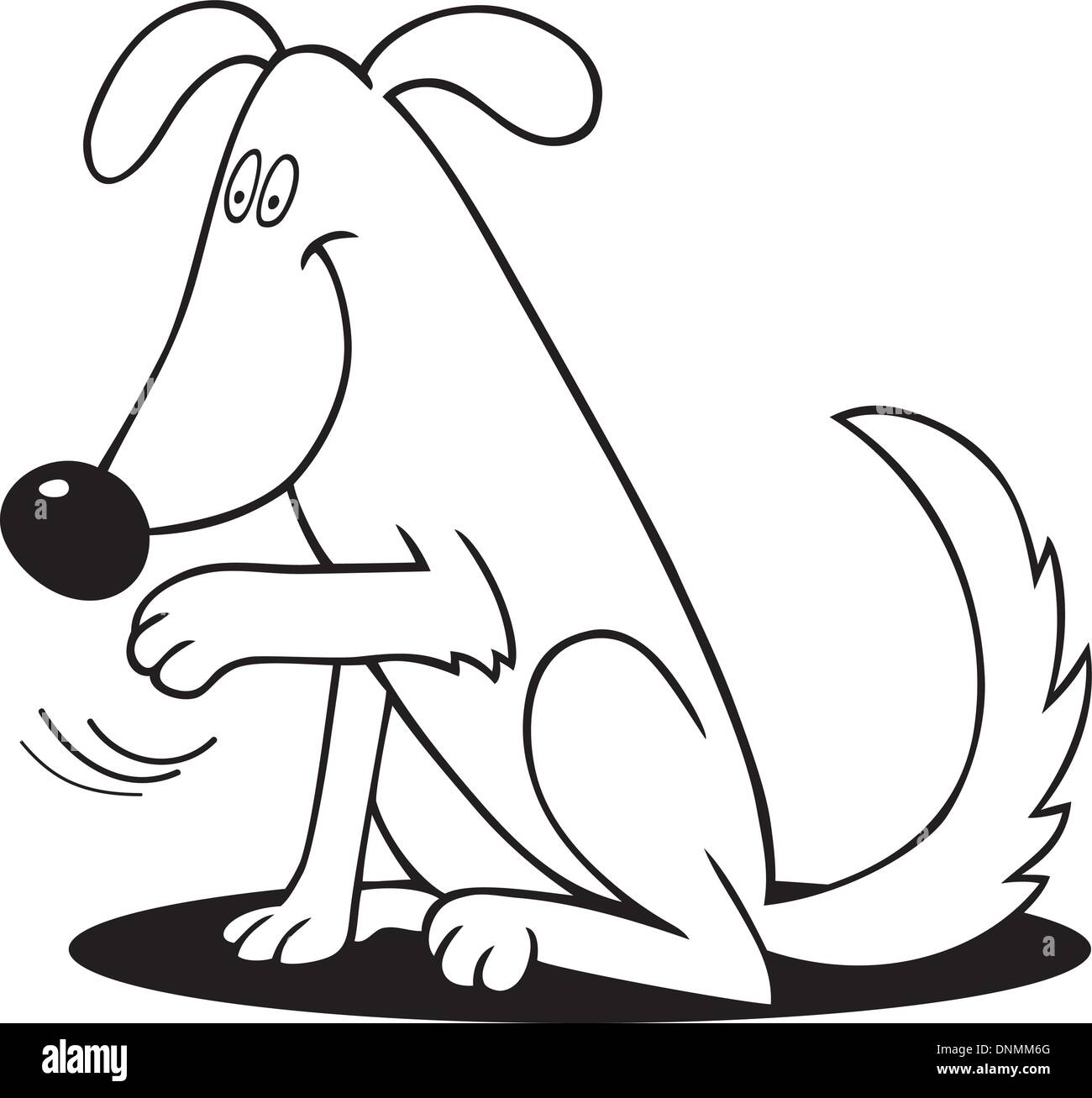 Illustration of Dog doing wave hello trick for coloring book Stock ...