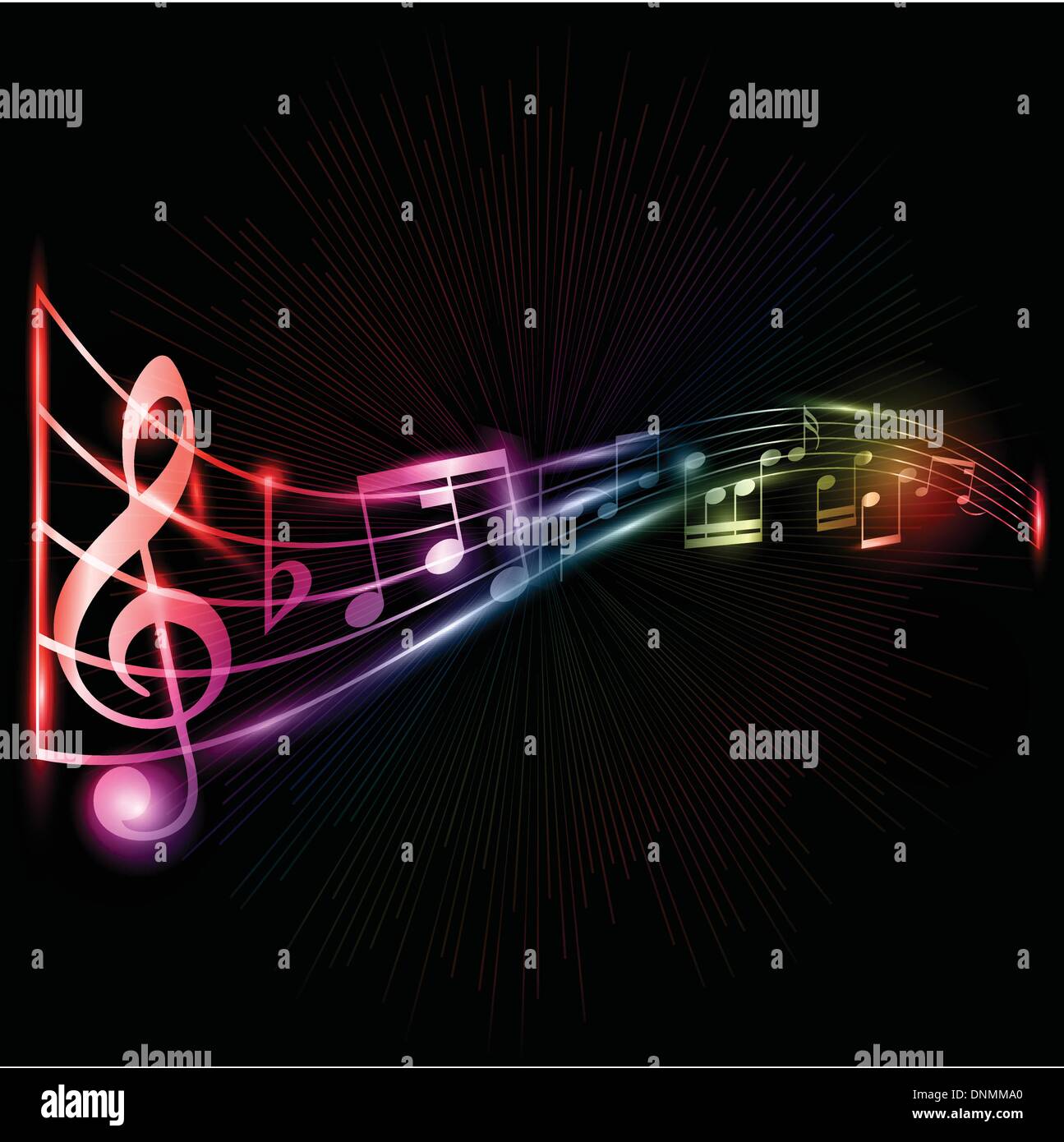 Abstract music notes background with a neon style effect Stock Vector ...