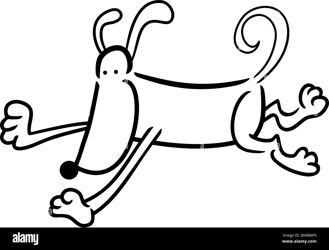 cartoon doodle illustration of running dog or puppy for coloring book ...