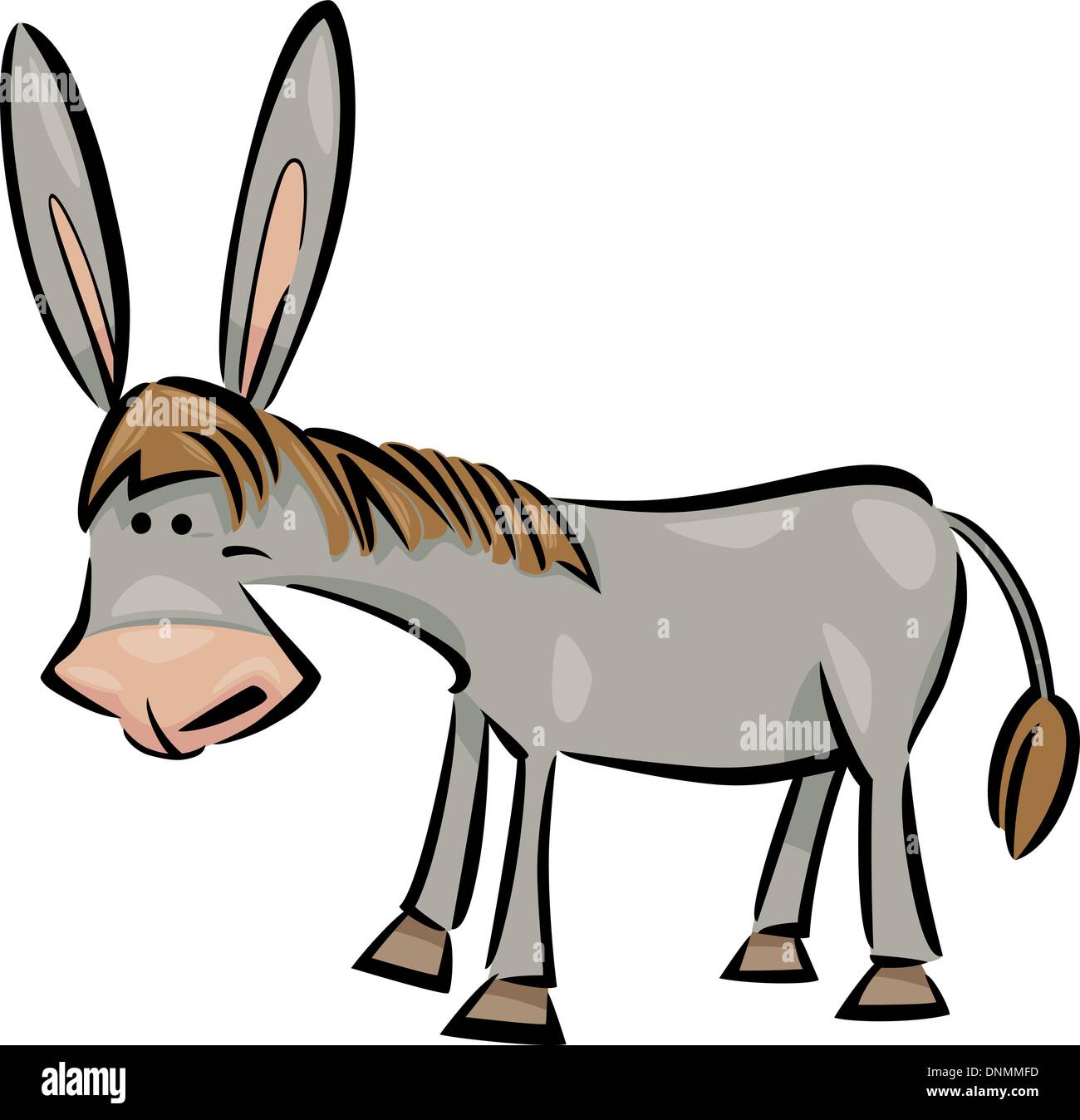 cartoon illustration of cute gray farm donkey Stock Vector Image & Art ...