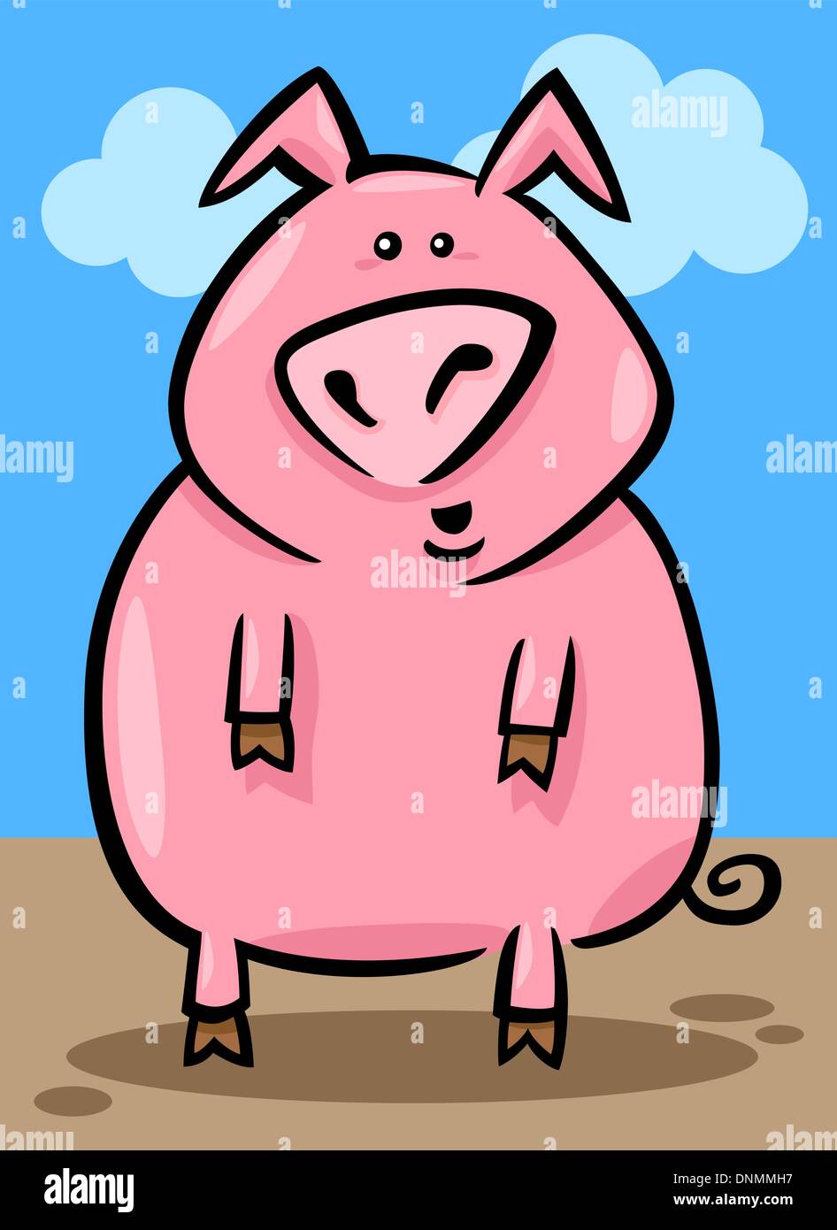 cartoon illustration of cute pink farm pig Stock Vector Image & Art - Alamy