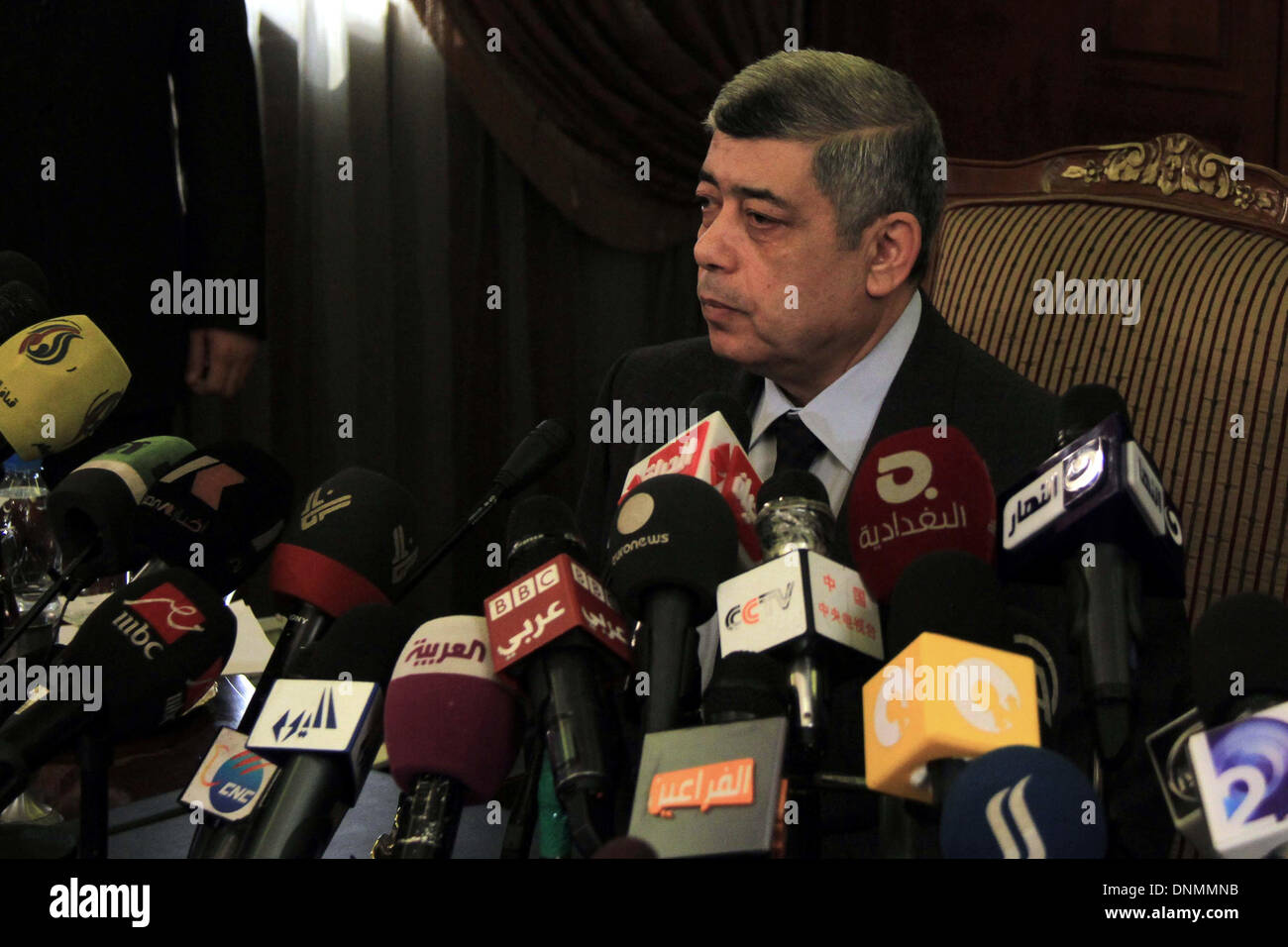 Cairo, Cairo, Egypt. 2nd Jan, 2014. Egyptian Interior Minister Mohamed ...