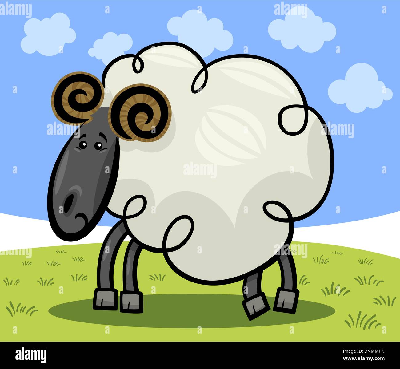 Illustration of Cute Ram or Sheep Farm Animal Cartoon Character on the ...