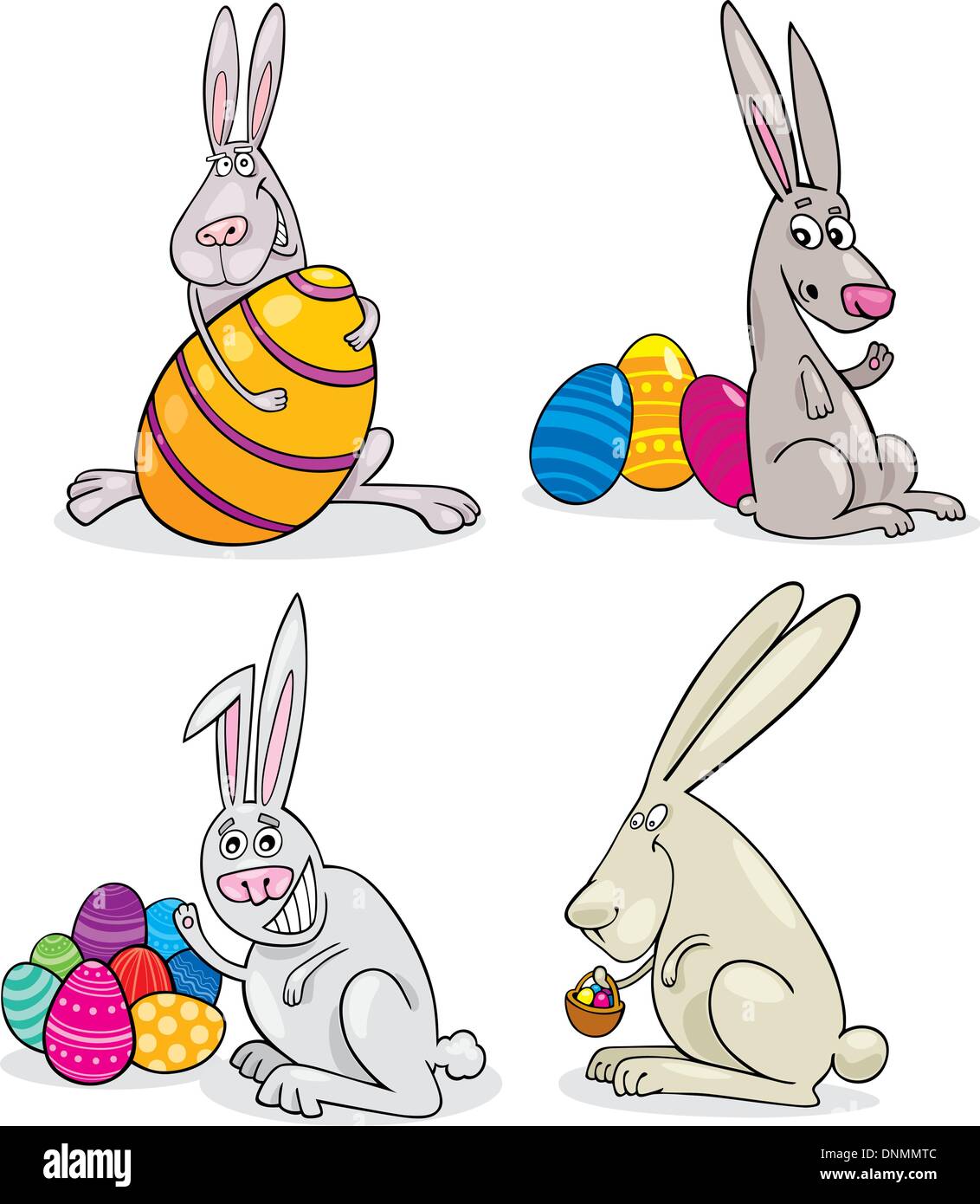 cartoon illustration of easter bunnies collection Stock Vector Image ...