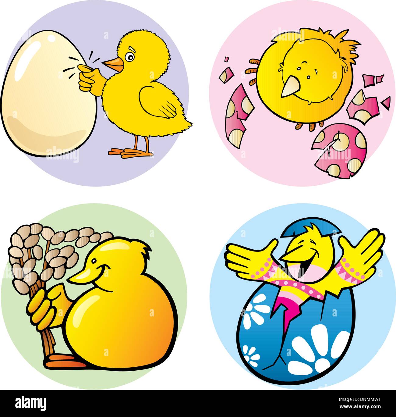 cartoon illustration of easter chicks collection Stock Vector Image ...