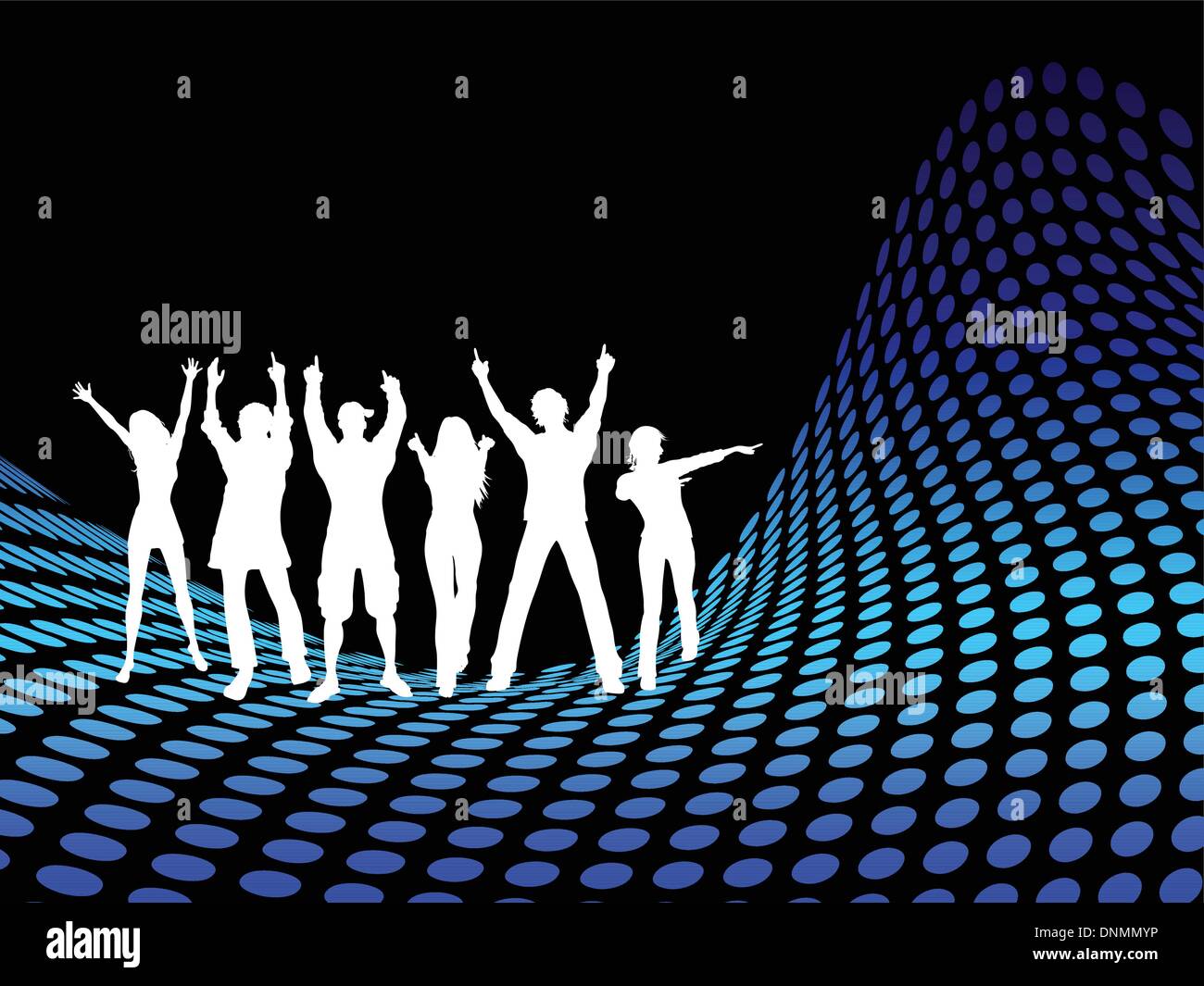 Silhouettes of people dancing on halftone wave Stock Vector Image & Art ...