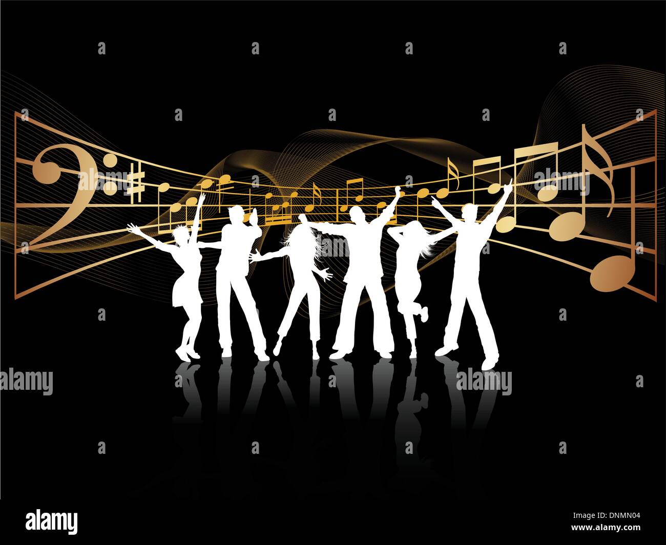 Silhouettes of people dancing on music background Stock Vector Image ...