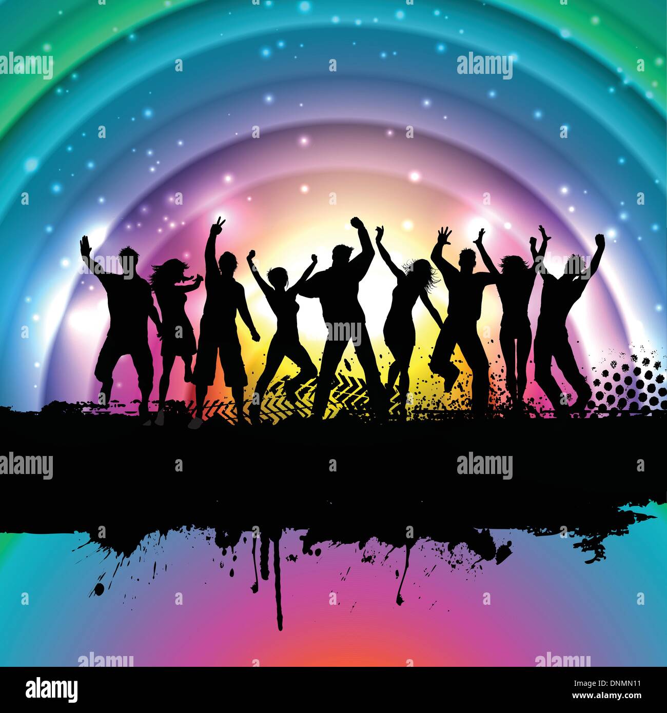 Silhouettes of people dancing on a grunge background Stock Vector Image ...