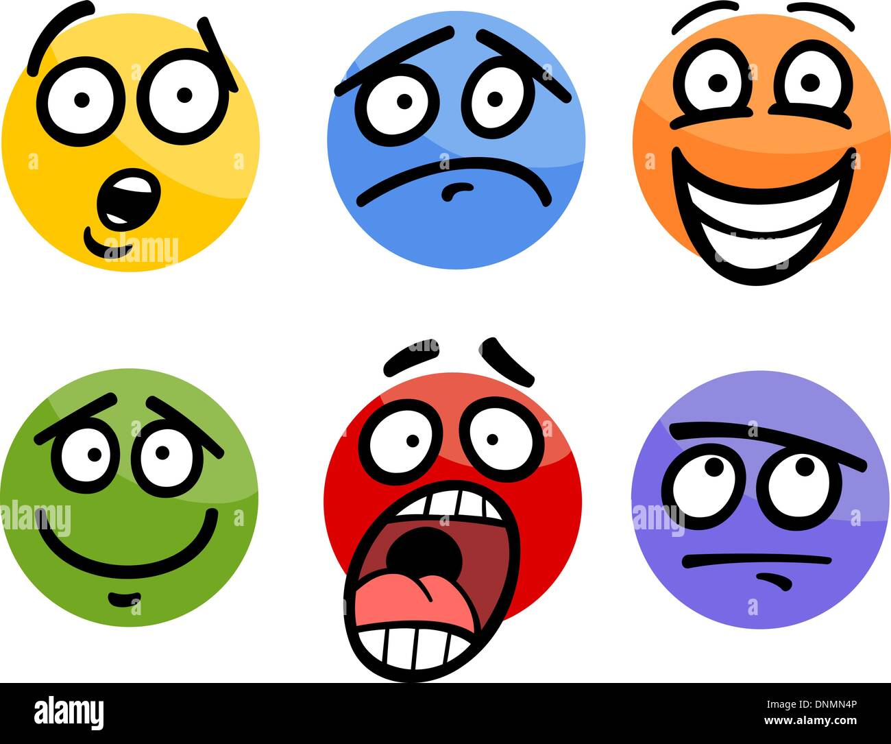 Cartoon Illustration of Funny Emoticon or Emotions and Expressions like ...