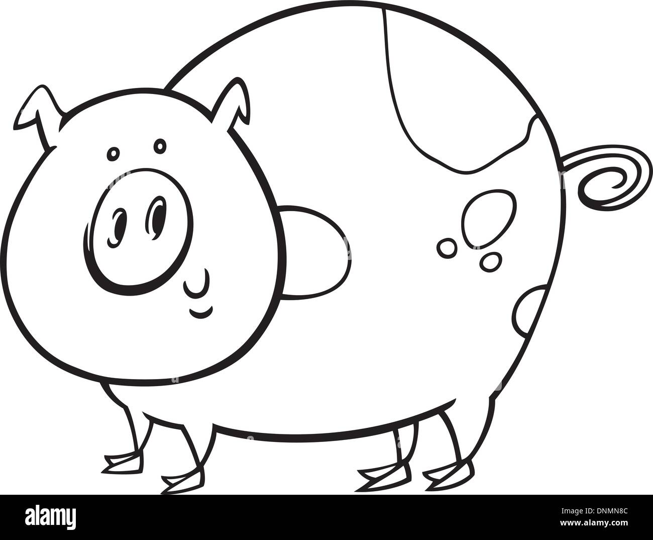 illustration of funny spotted pig for coloring book Stock Vector Image ...