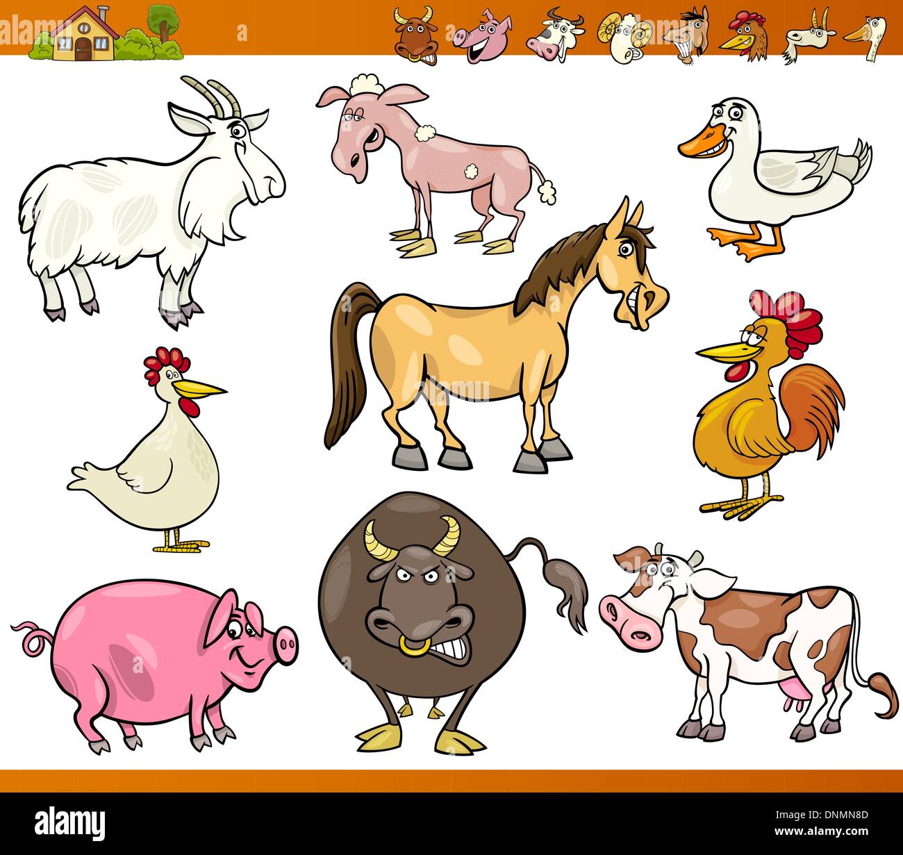 Cartoon Illustration Set of Comic Farm and Livestock Animals isolated ...