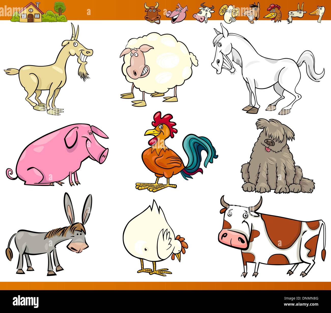 Cartoon Illustration Set of Comic Farm and Livestock Animals isolated ...