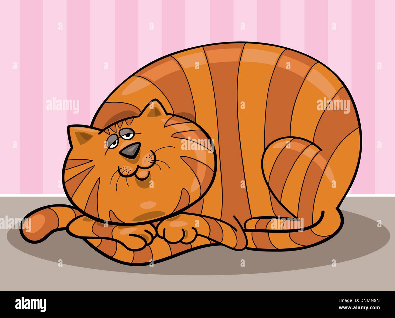 Cartoon Illustration Of Happy Fat Cat Stock Vector Image Art Alamy