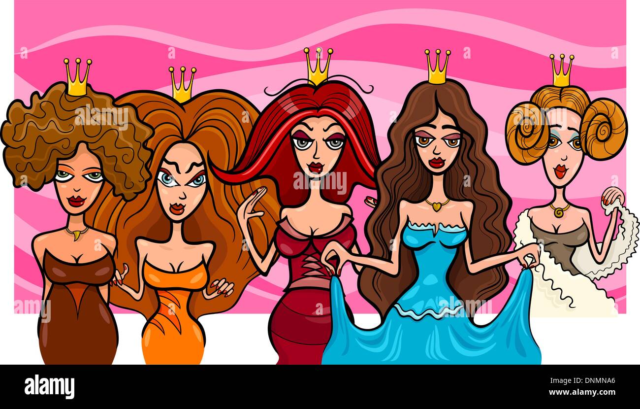 Five beauty queens Stock Vector Images - Alamy